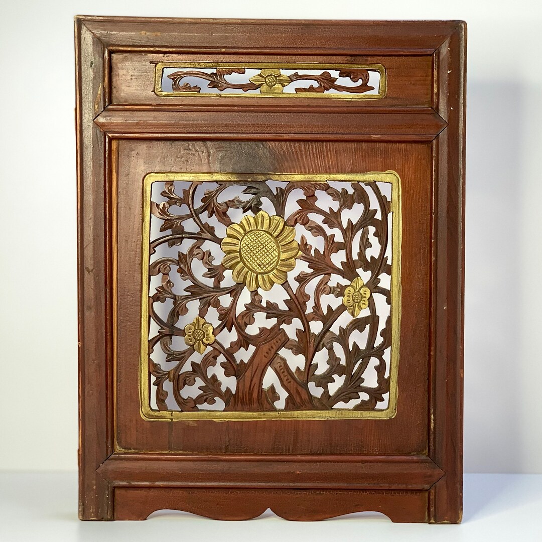 Antique Wooden Window 向阳花开 Chinese Sunflower Pattern Antique 1930s ...