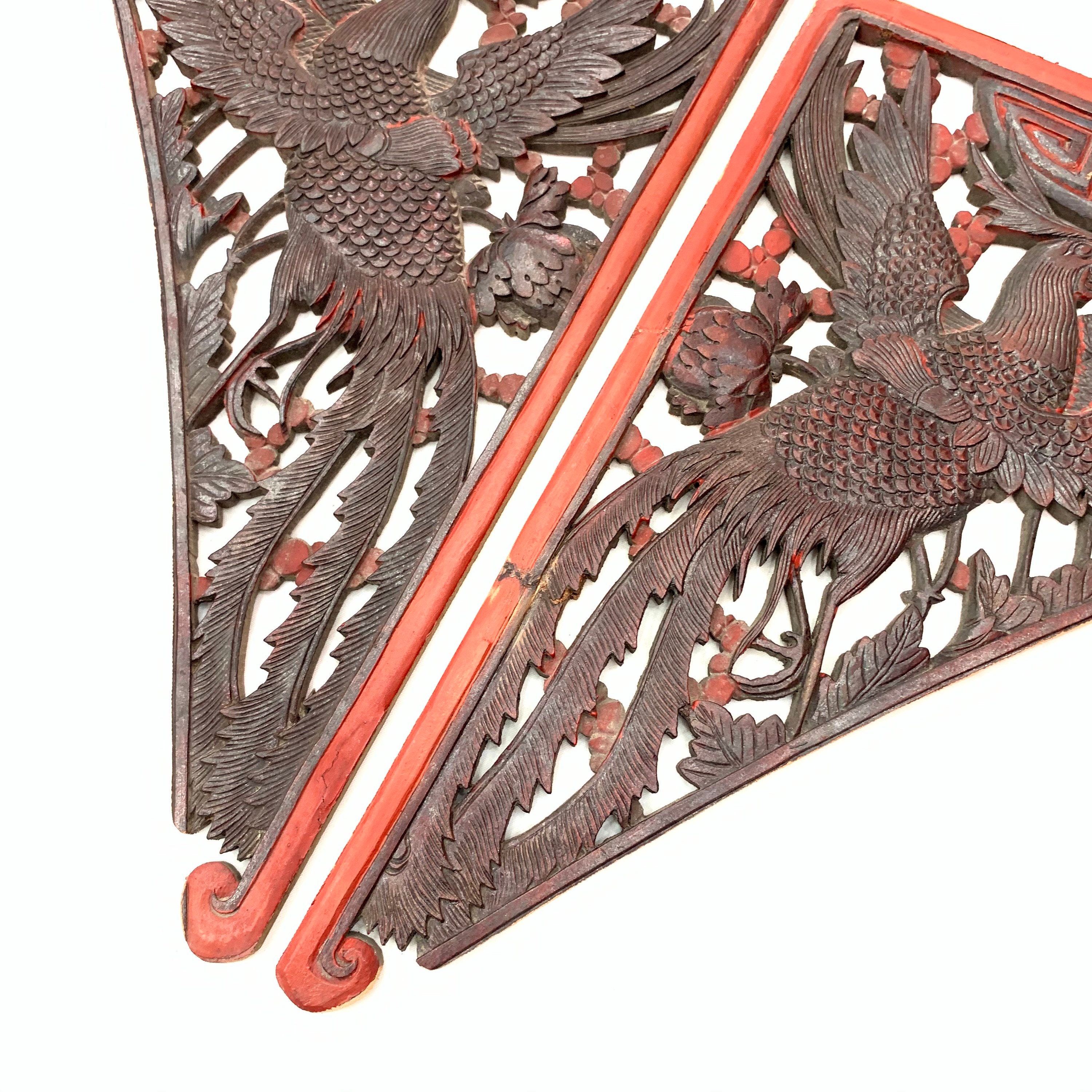 A Pair of Very Beautiful Phoenix Panels, Large Size, Chinese Antique ...