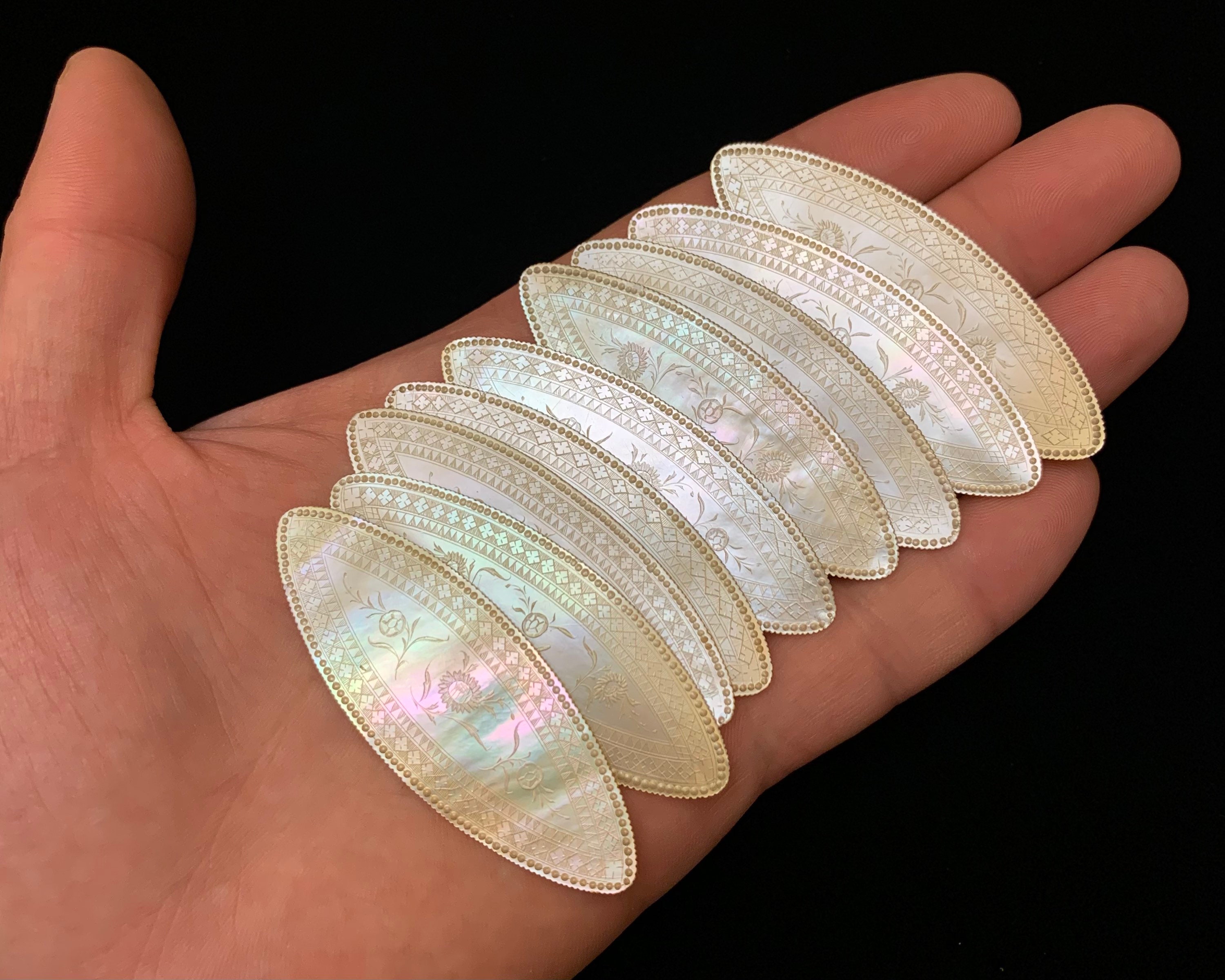 Job Lot of 9 Pieces Antique Chinese Mother of Pearl Gambling Counters ...