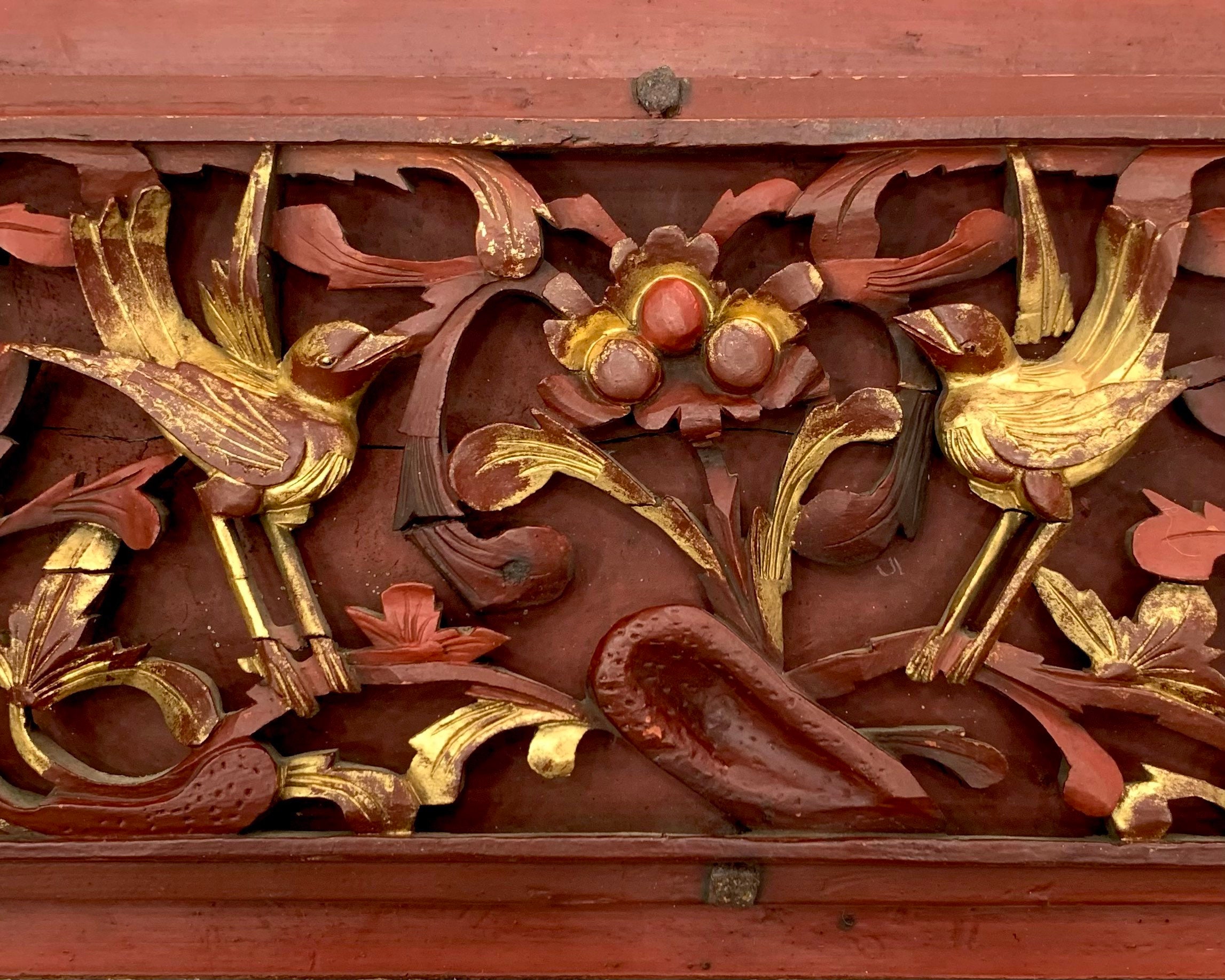 A Stunning Piece of Antique Chinese Wood Carved Panel 47cm X 20cm ...