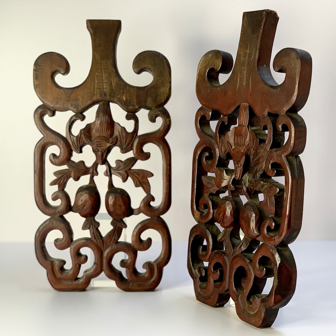 Bat and Peaches 福到 Antique Chinese Wood Carvings Wooden Furniture ...