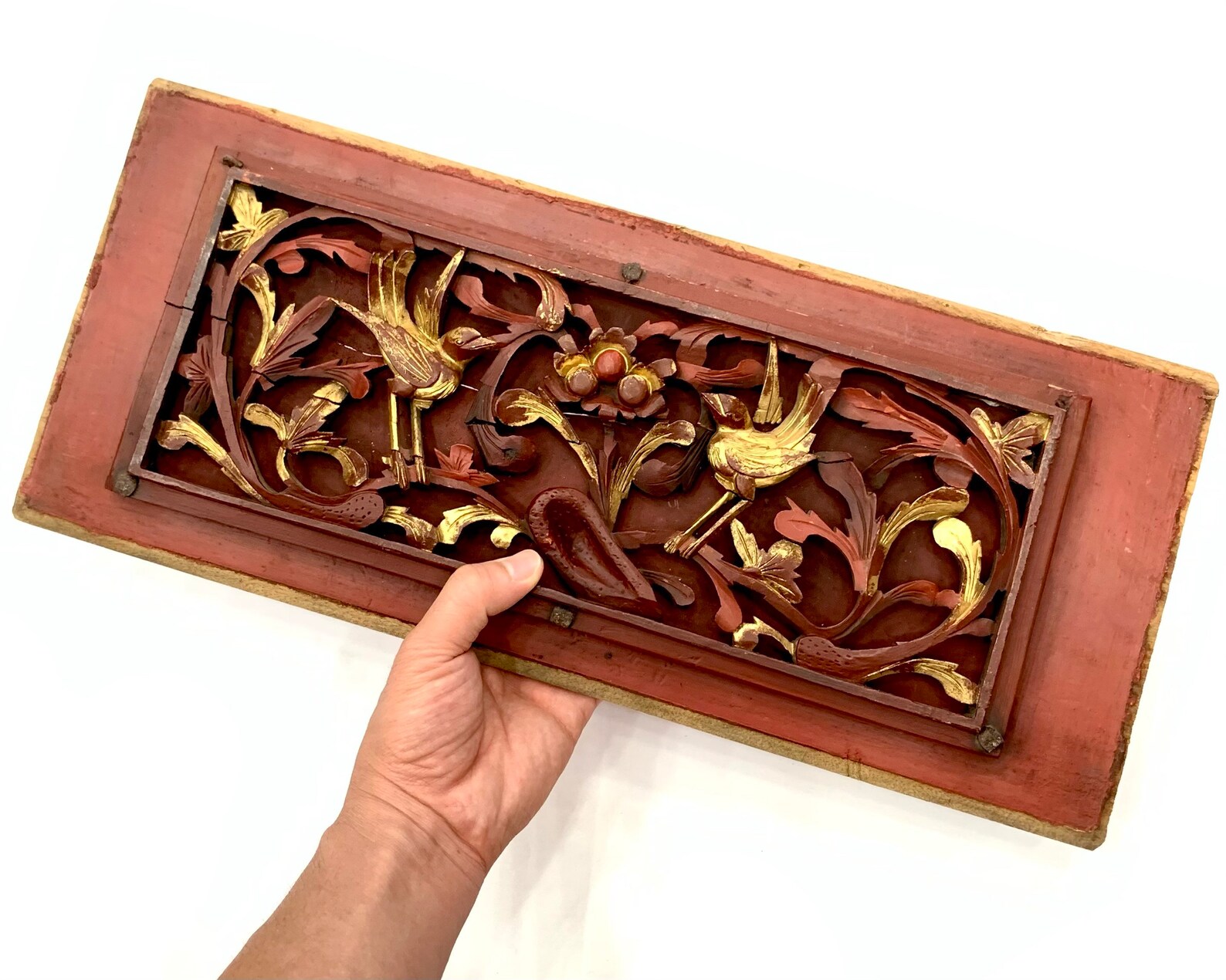 A Stunning Piece of Antique Chinese Wood Carved Panel 47cm X 20cm ...