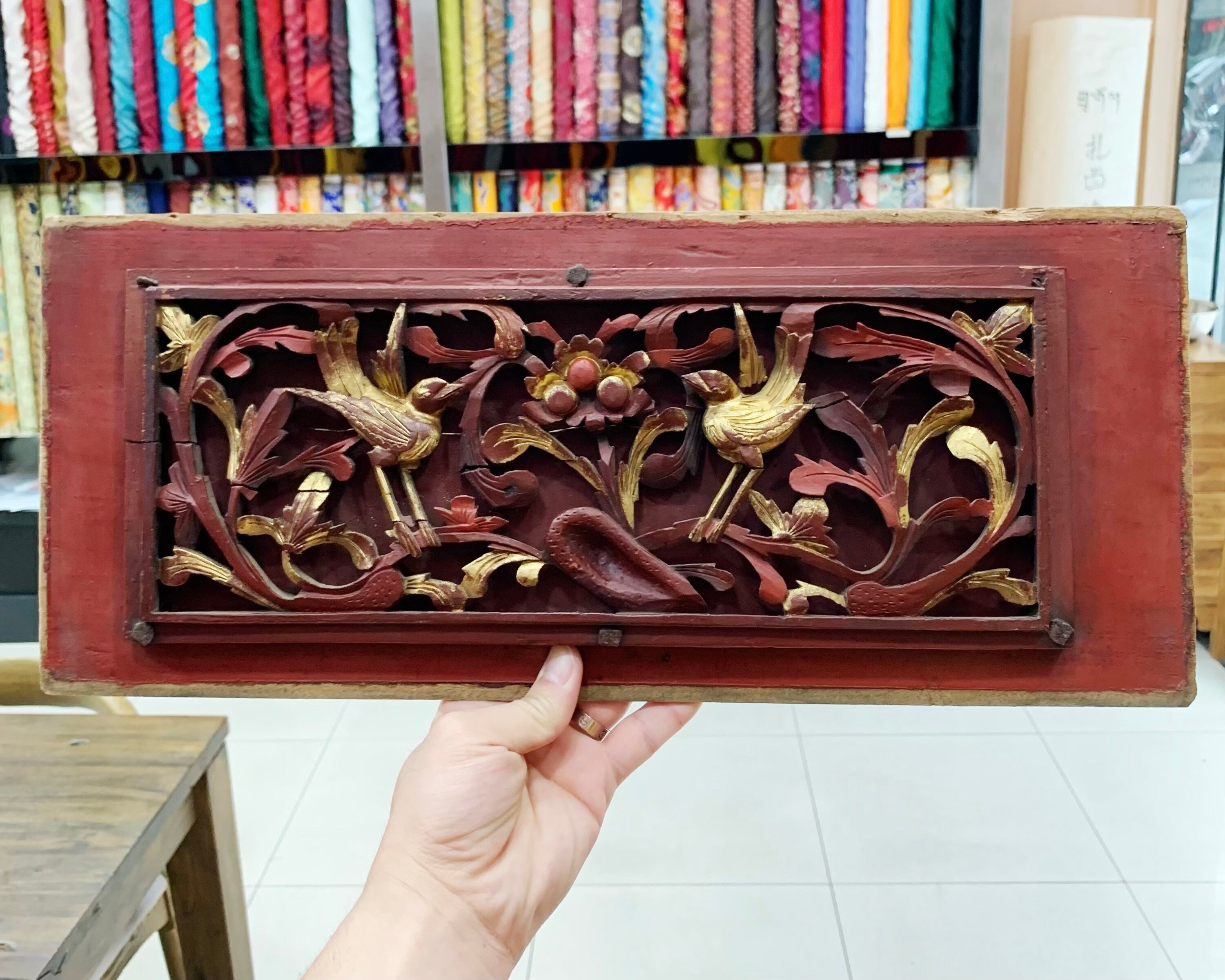 A Stunning Piece of Antique Chinese Wood Carved Panel 47cm X 20cm ...