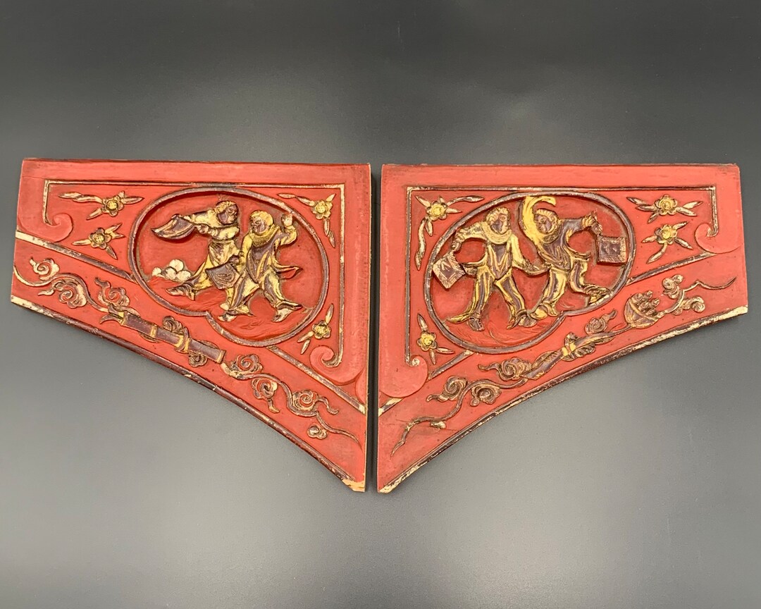 Antique Chinese Wood Carved Panels Wall Hanging Decor Vintage Home ...