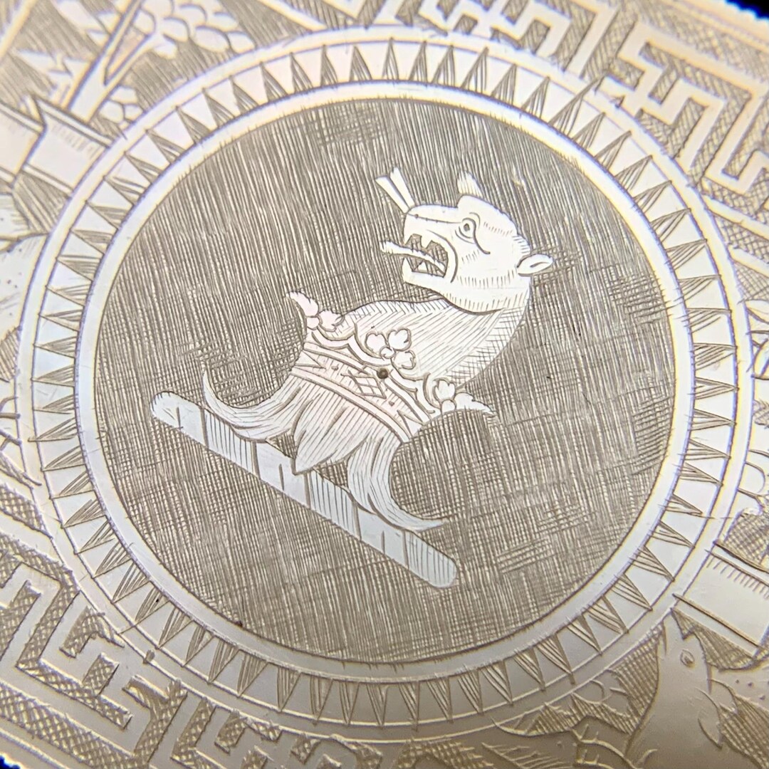 London Taylor Family Heraldry Antique Chinese Armorial Mother of Pearl ...