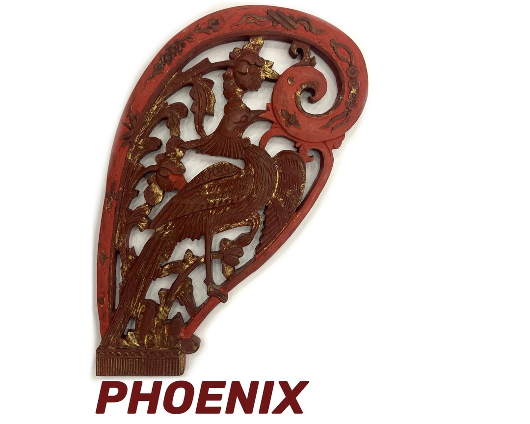 Phoenix Wooden Sculpture Antique Wood Carving 1910’s Wall Hanging ...