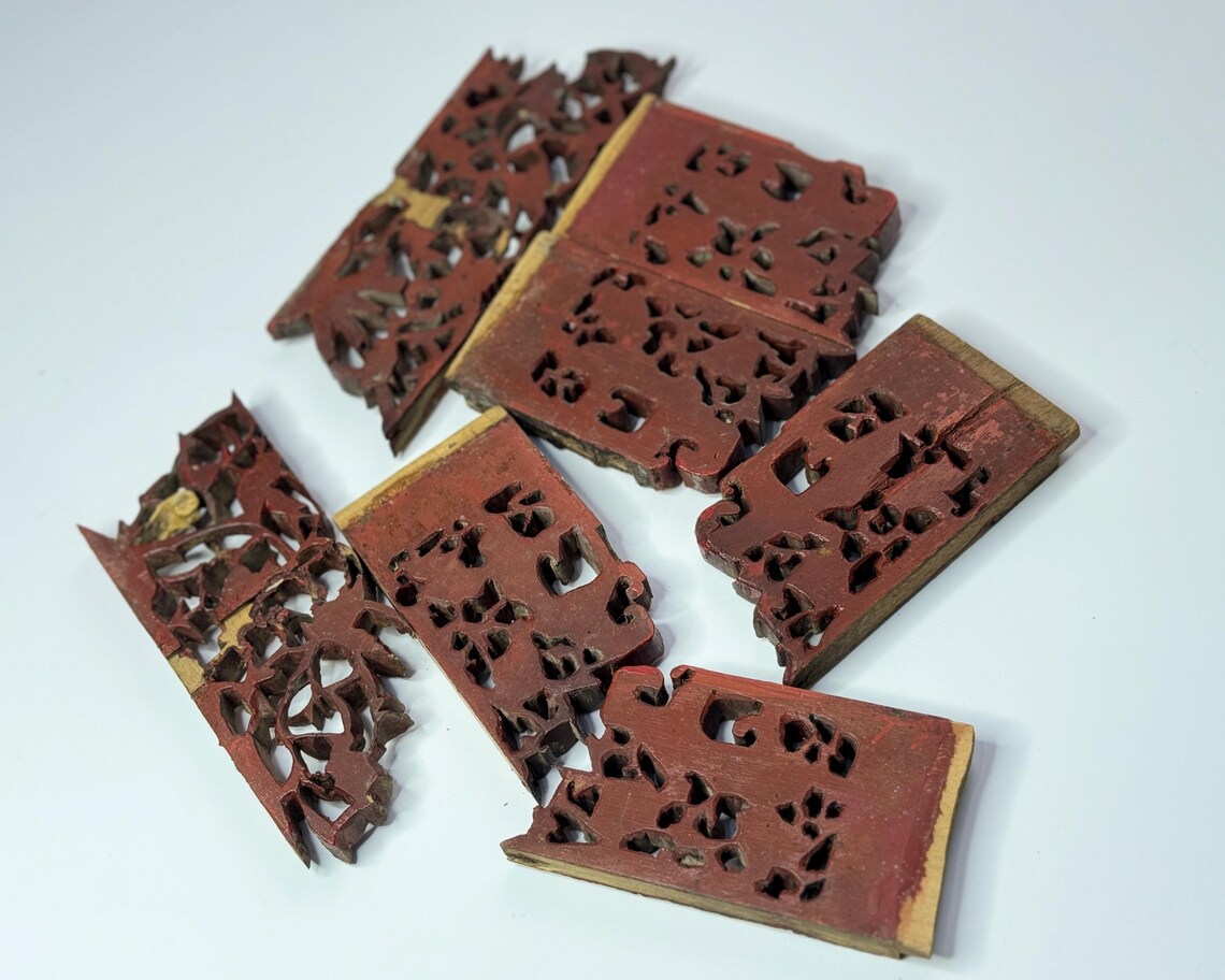 Job Lot of SEVEN 木雕结子 Antique Chinese Wood Carvings Furniture ...