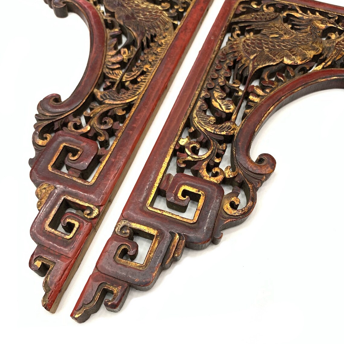 A Set of 2 Pieces Phoenix Panels Antique Chinese Wood Carvings - Etsy