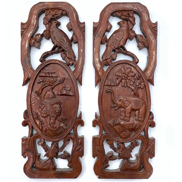 Antique Carved Wood Elephant - Etsy