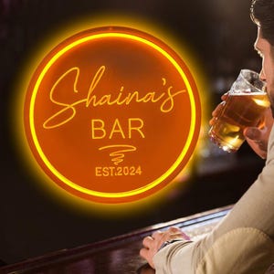 Custom Bar Neon Sign, Bar LED Neon Light Wall Decor Cocktail Beer Man ...