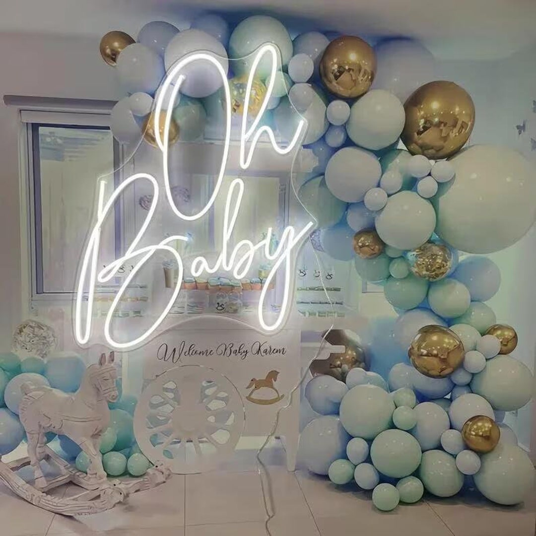Custom Neon Sign Oh Baby Neon Sign Baby Shower Neon Sign Neon Sign ...