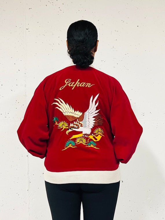 RARE Vintage Deep Red Velvet Japan Jacket 80s - Gem