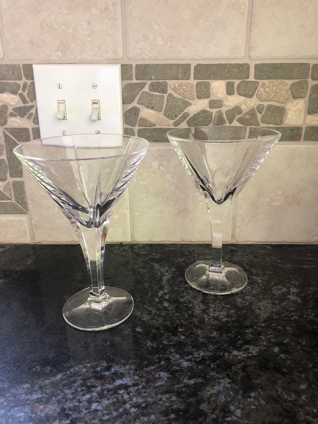 2 Stunning Bombay Martini Glasses, Thick Glass, 7 1/4 Tall With 4 3/4 ...