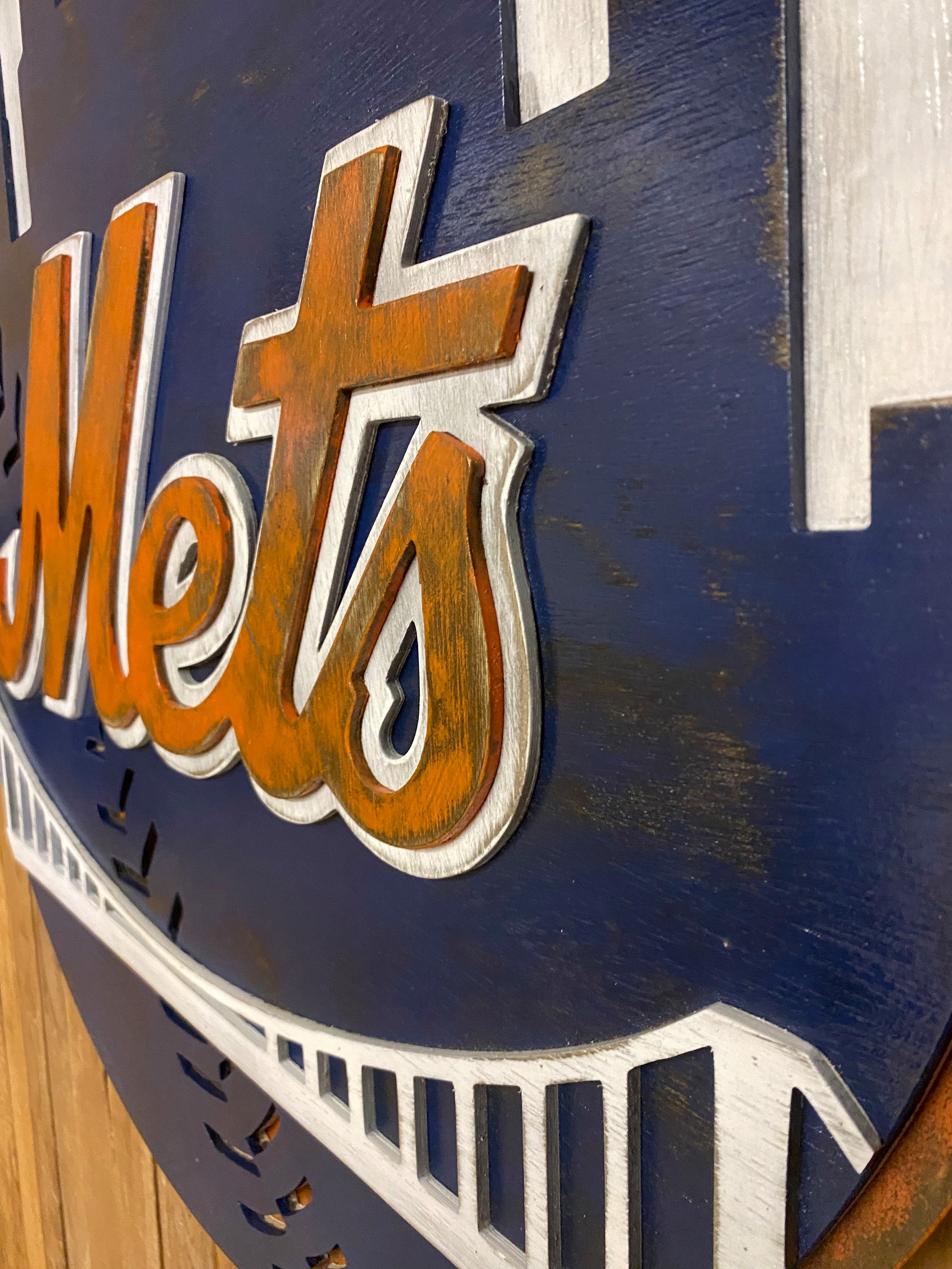 3D New York Mets Distressed Skyline Wooden Logo - Etsy