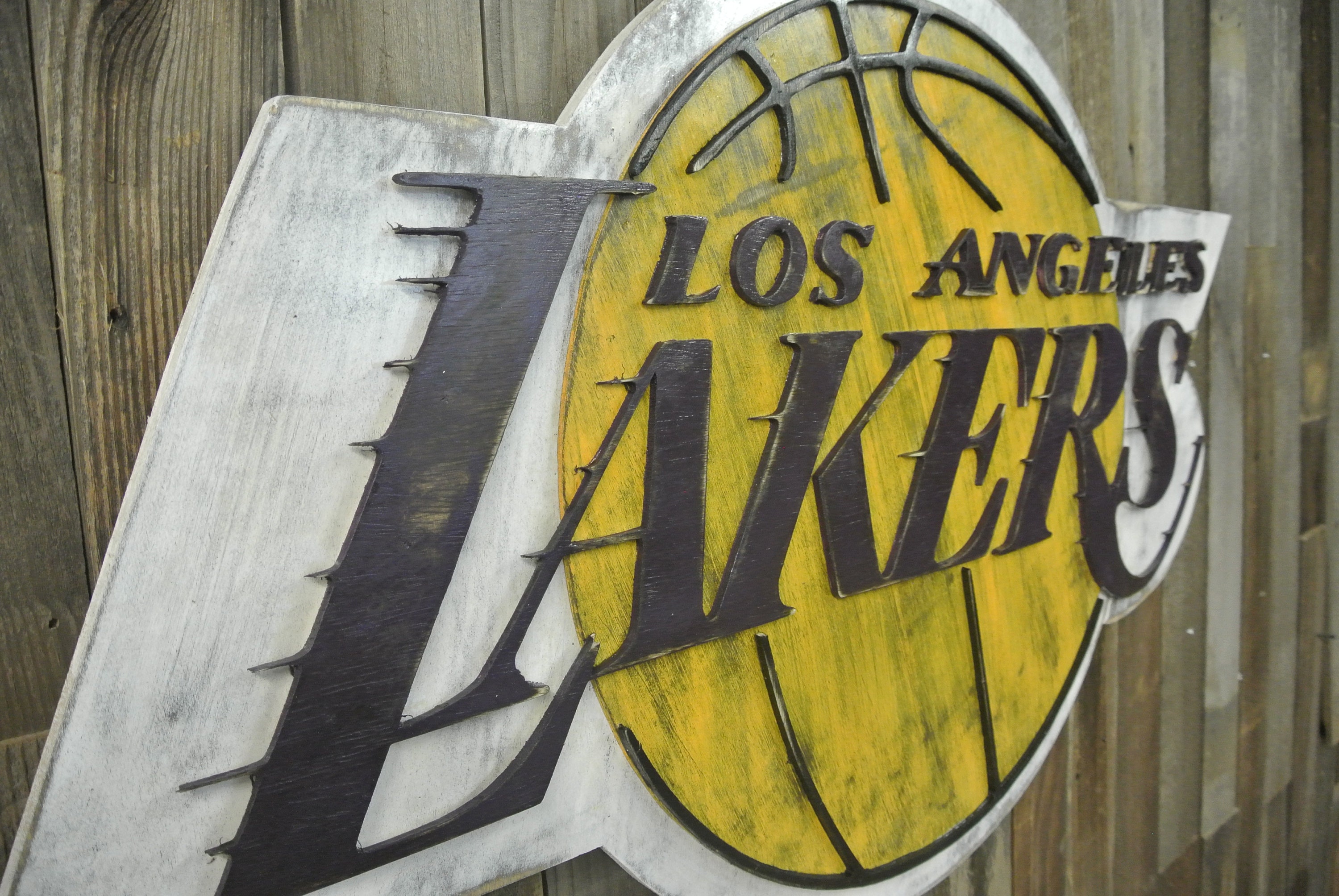 3D Los Angeles Lakers Logo, Wall Hanging, Reclaimed Wood - Etsy