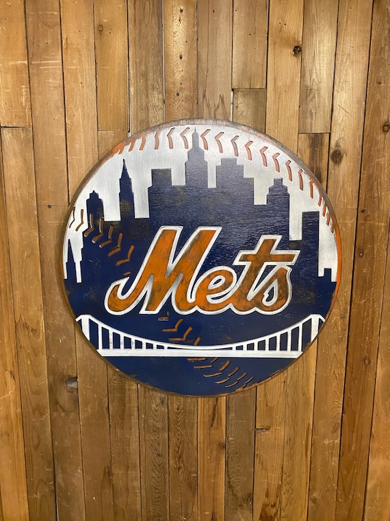 3D New York Mets Distressed Skyline Wooden Logo - Etsy