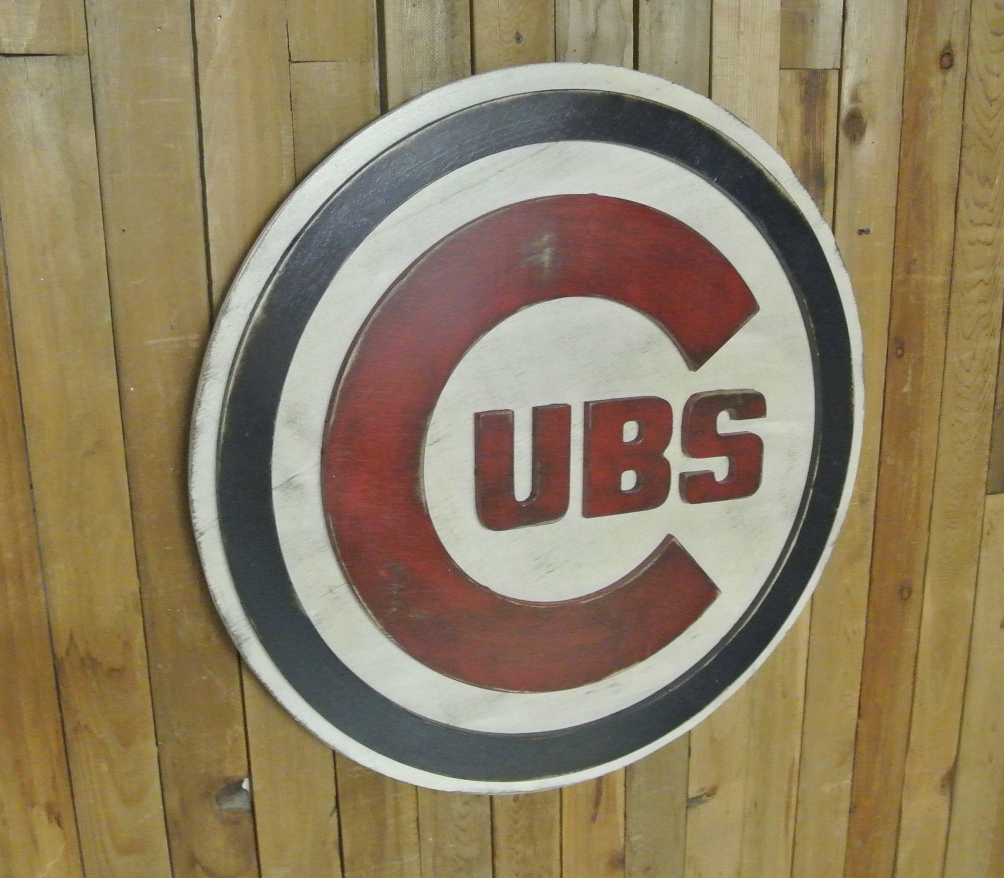 Rustic Chicago Cubs Baseball Logo, the Cubbies, Reclaimed Wood ...