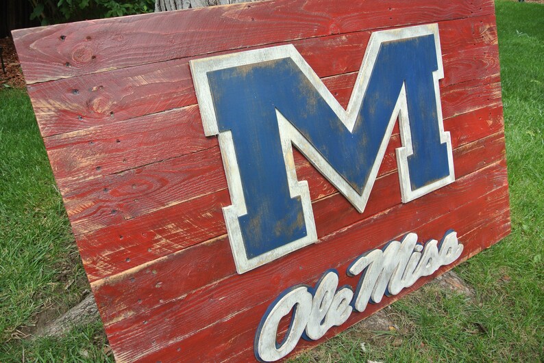 3D Ole Miss Logo, Reclaimed Wood, Wall Hanging - Etsy