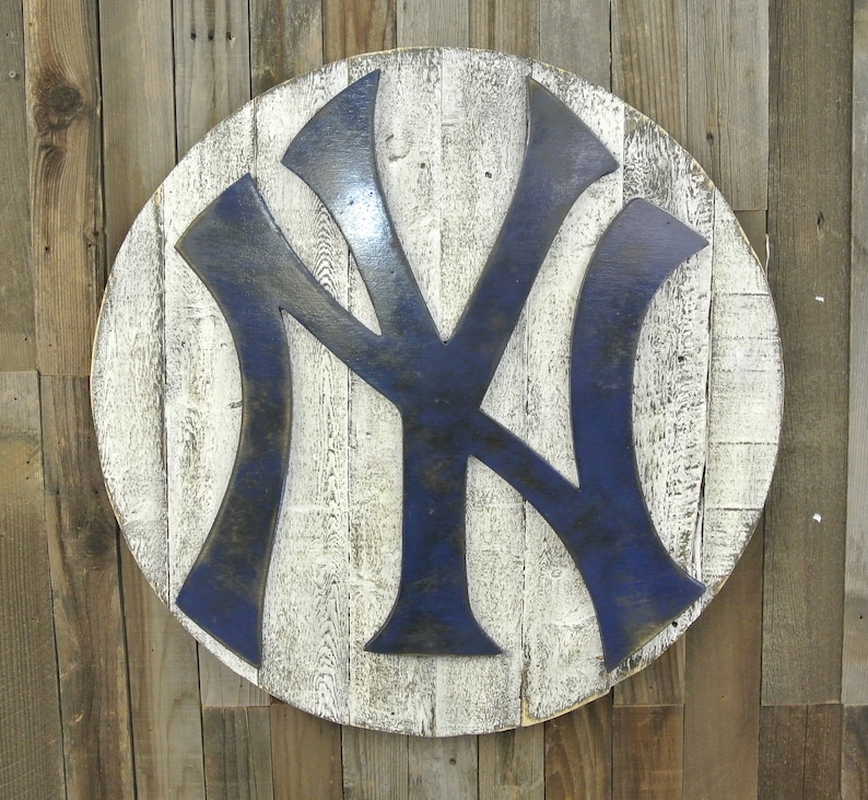 New York Yankees Baseball Logo, Rustic Reclaimed Distressed Weathered ...