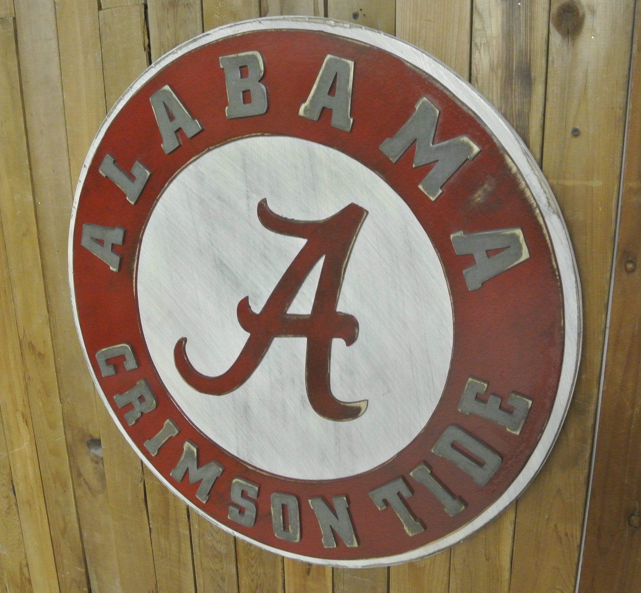 3D Alabama Crimson Logo, Wall Hanging, Reclaimed Wood - Etsy