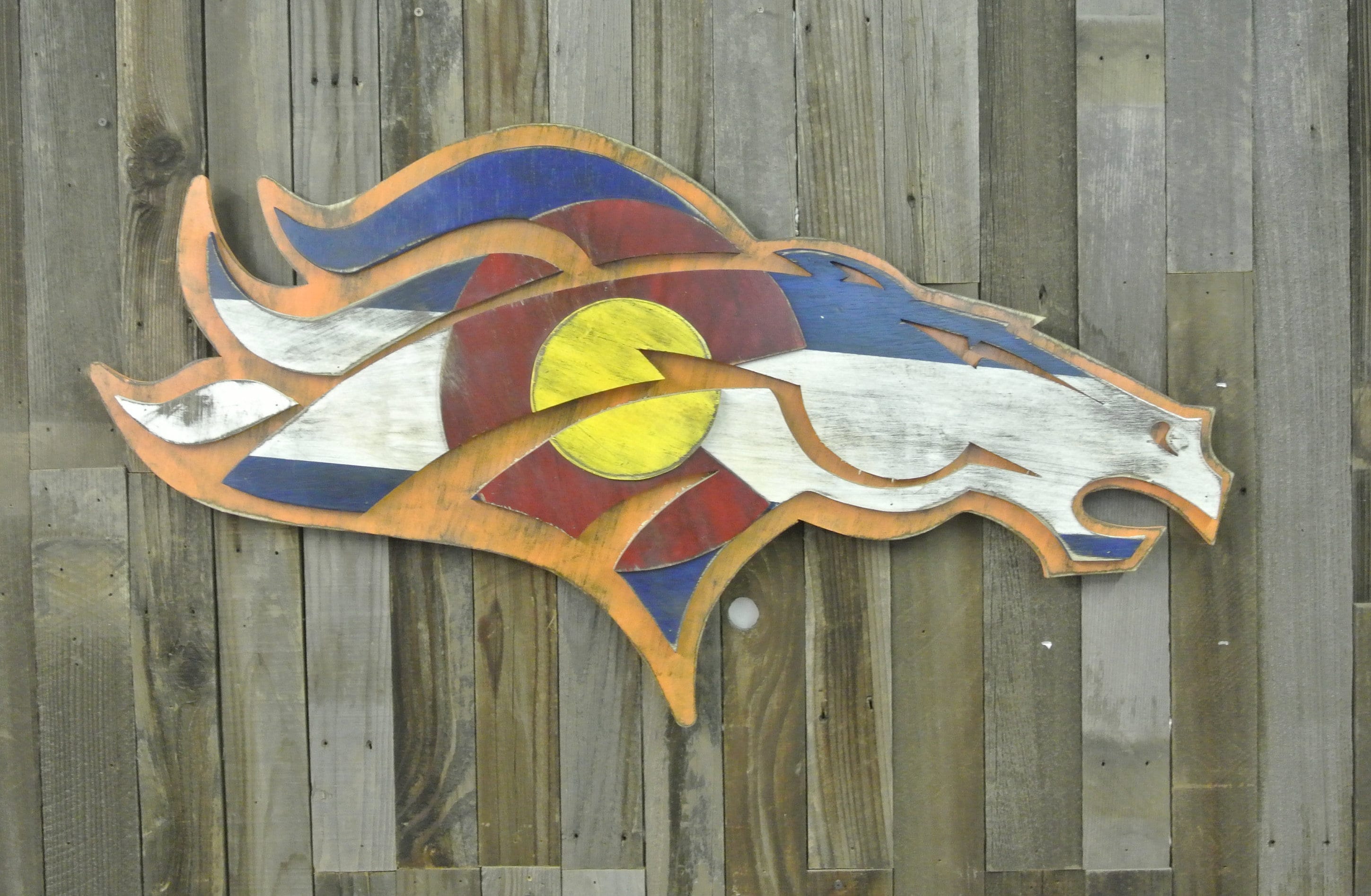 3D, Colorado Flag, Broncos Logo Wall Art, Handmade, Distressed ...