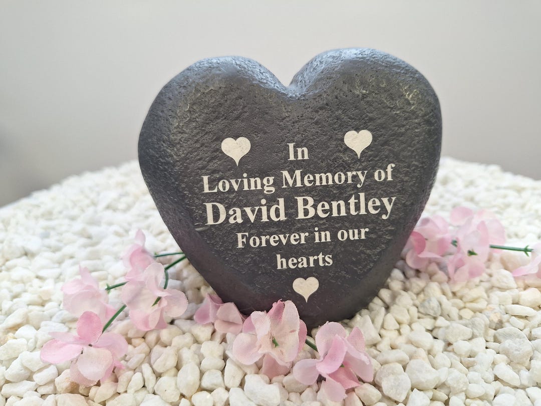 Heart Stone Memorial (stone Effect) - Weatherproof - Personalized ...