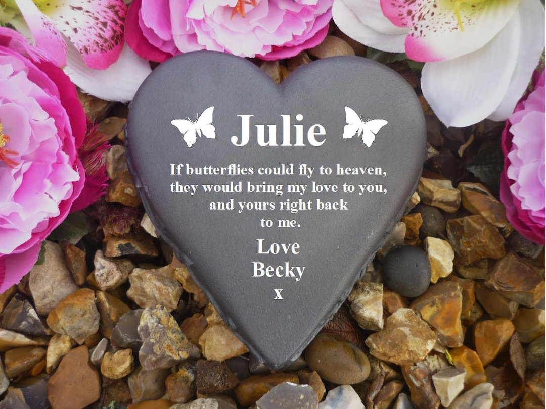 Memorial Heart - Weatherproof - Personalized - Butterfly Design - Etsy