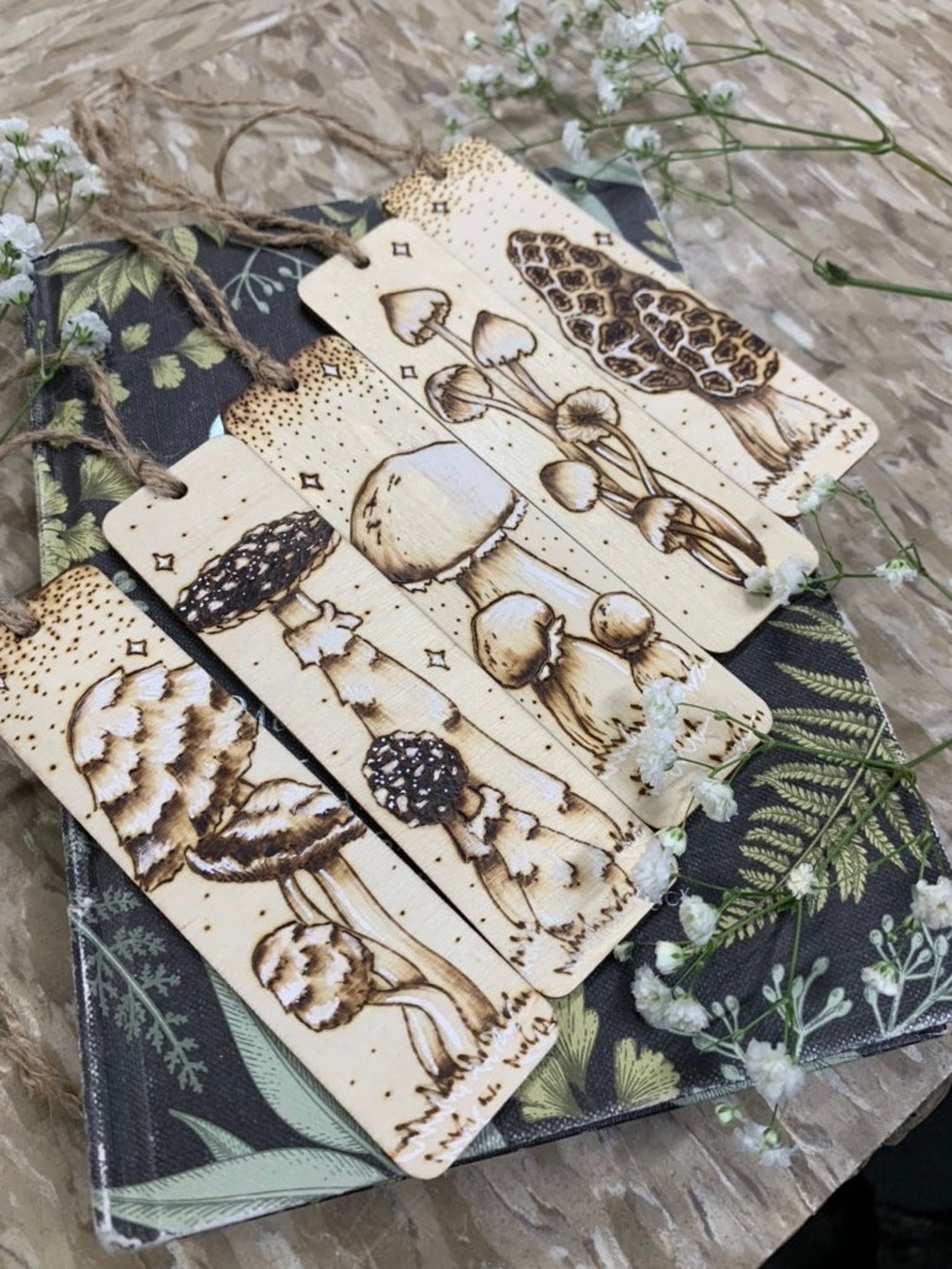 Mushroom Cottagecore Wood Burned Bookmarks - Etsy
