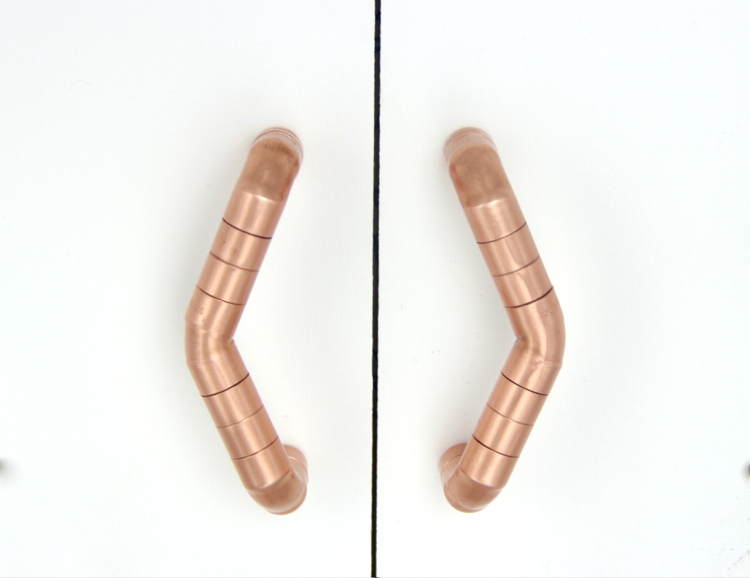 Long Copper Ridged V Handle/pull, Contemporary Drawer Pull, Handle ...