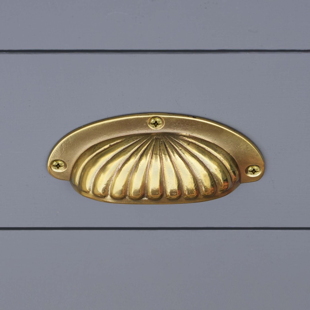 Brass Scalloped Cup Handle Kitchen Hardware Brass Hardware - Etsy