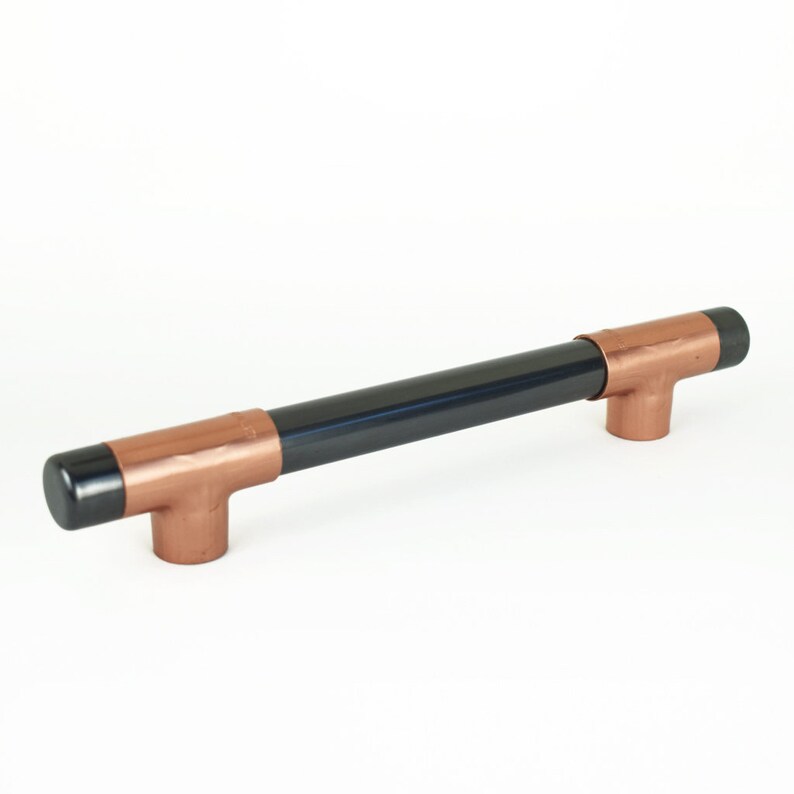 Matt Black Handles Copper T Pull Drawer Handle With Satin - Etsy UK