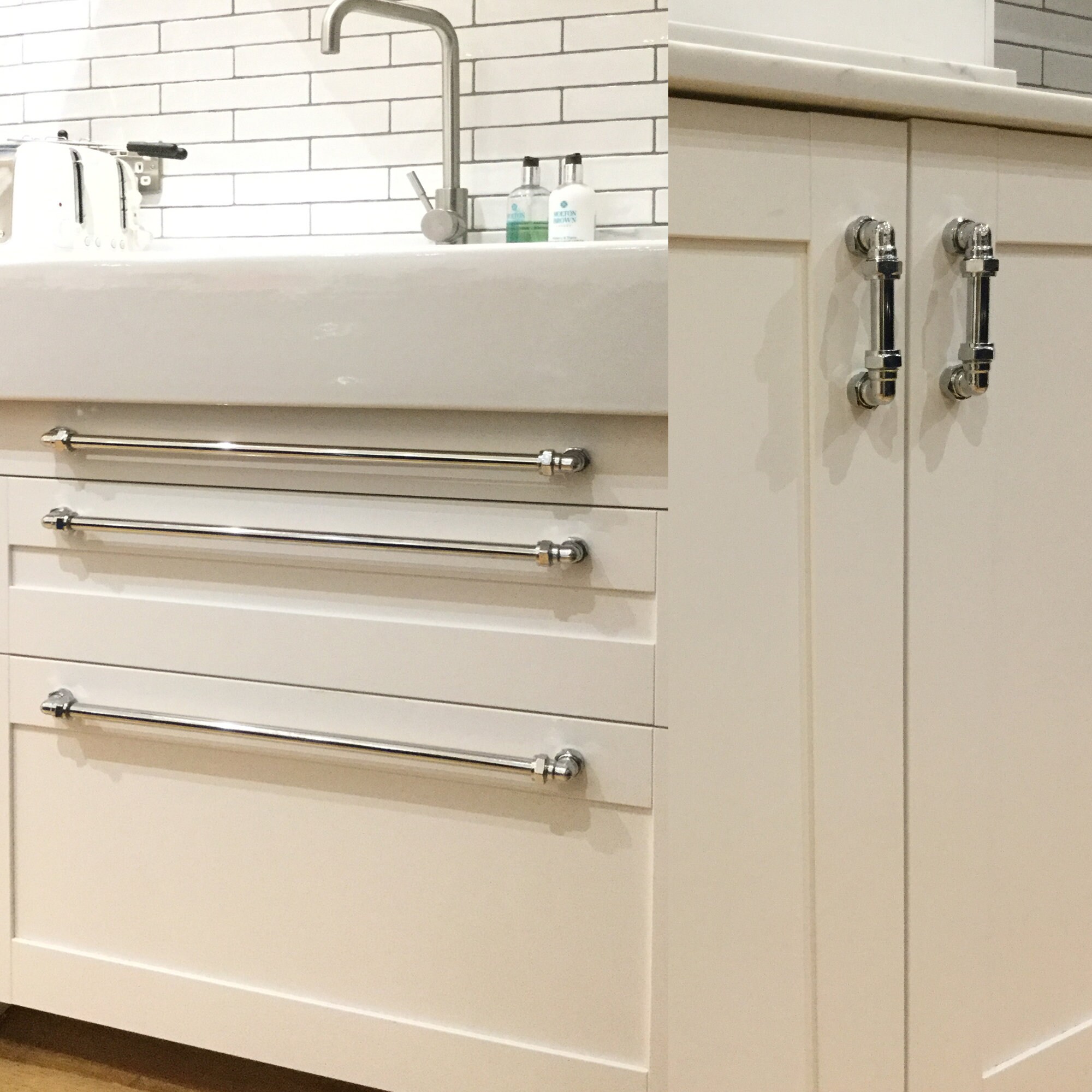 Industrial Chrome Pull. Drawer Pulls. Cabinet Hardware. Modern Kitchen ...