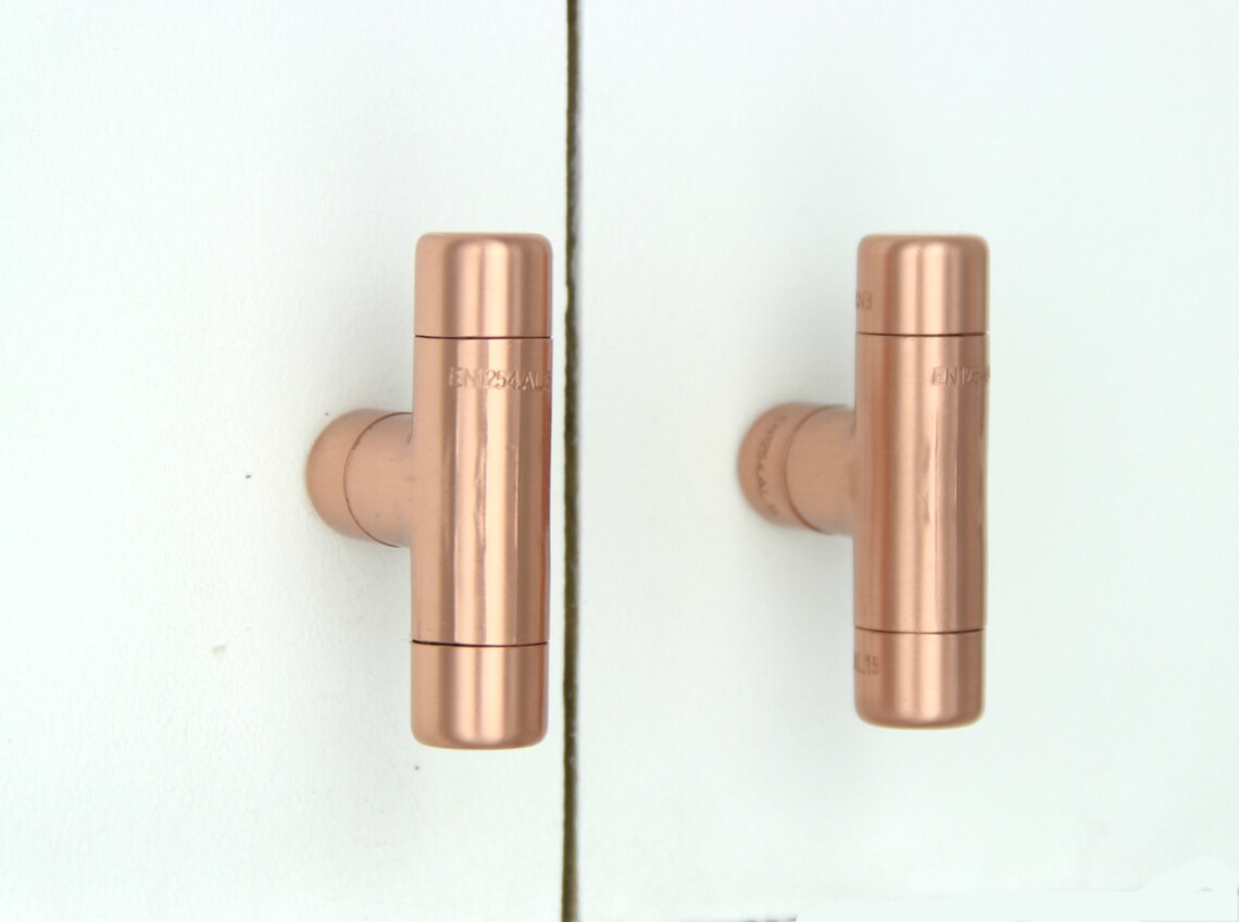Modern Copper T Knob. Contemporary Drawer Pull Handle Knob. | Etsy