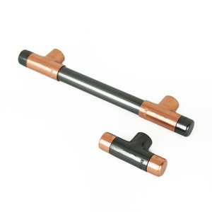 Matt Black Handles - Copper T Pull Drawer Handle With Satin Mix - Etsy
