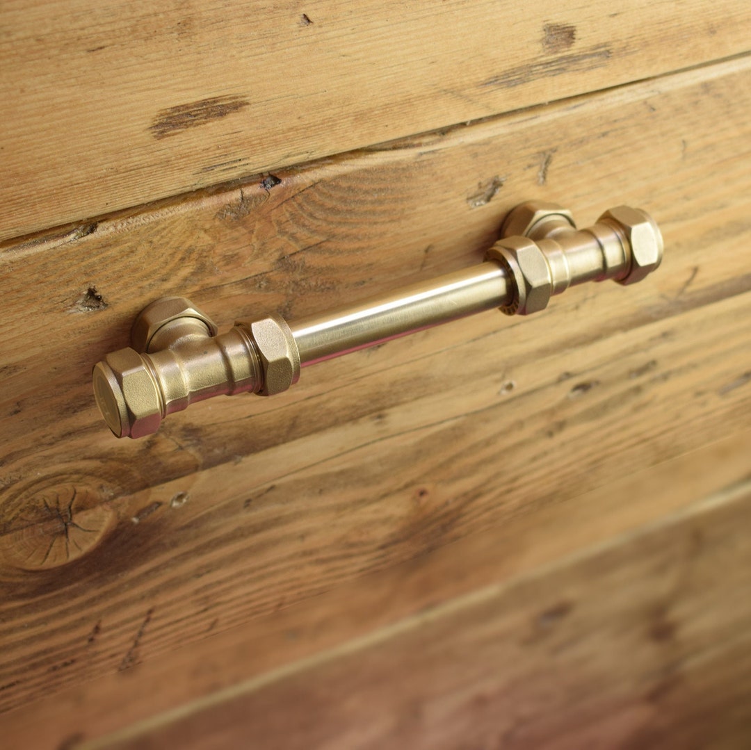 Industrial Brass T Pull Handle - Genuine Brass - Brushed Matt Finish - Etsy