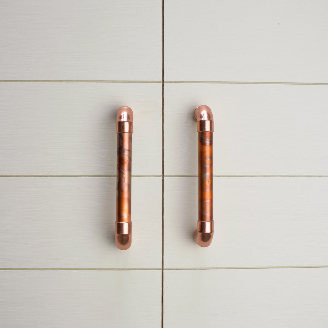 Copper Drawer Pull Handle High Polish (marble Patina) - Door Pull ...
