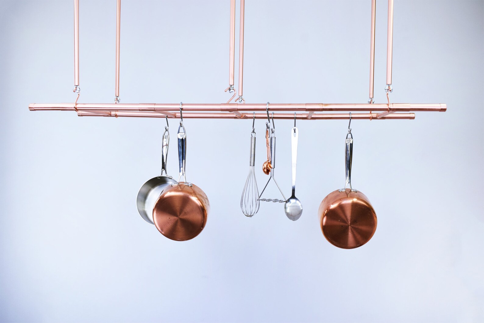 Ceiling Mounted Copper Pot and Pan Ladder Rack - Etsy UK