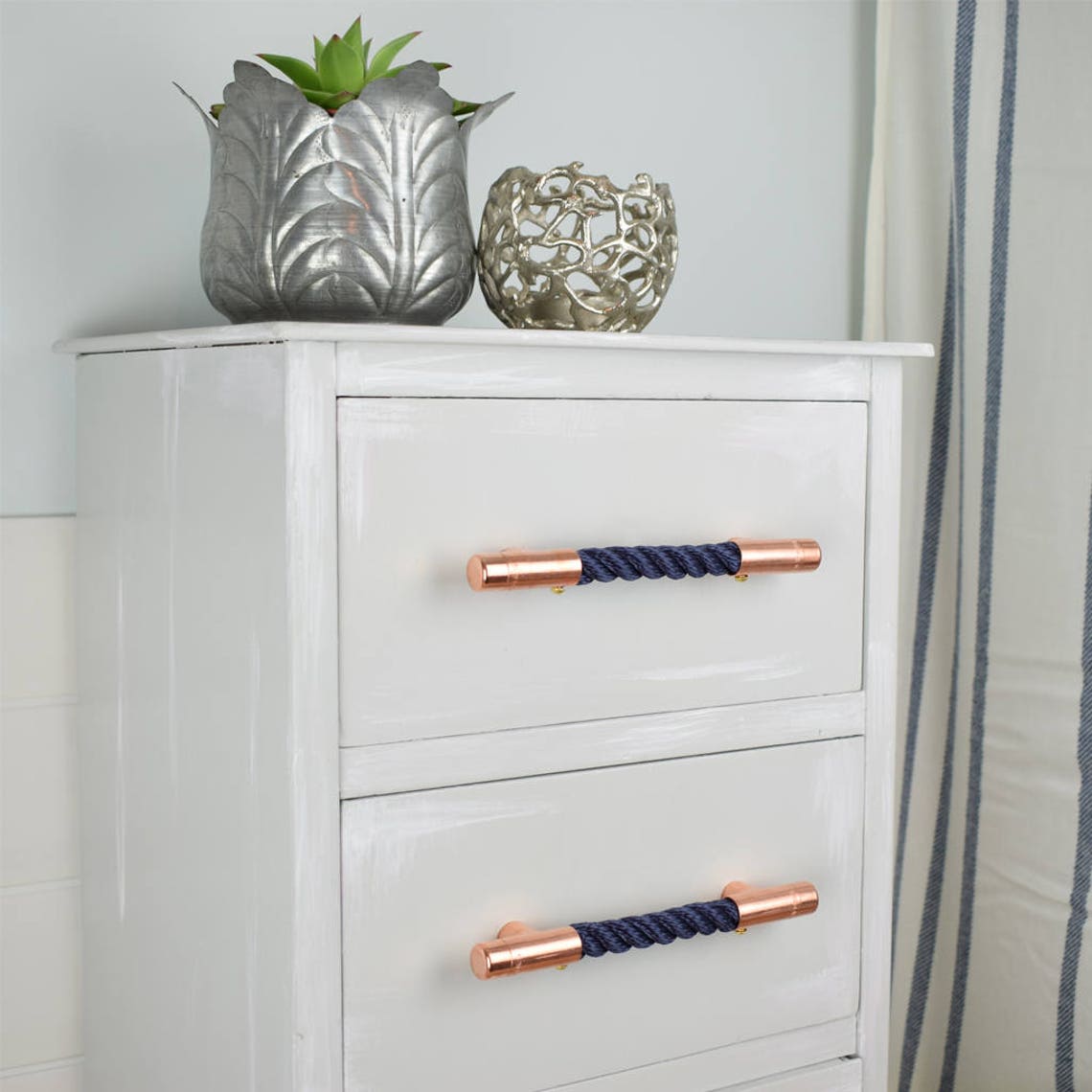 Copper and Rope T Pull Handle. Drawer Pull. Cabinet Hardware. | Etsy