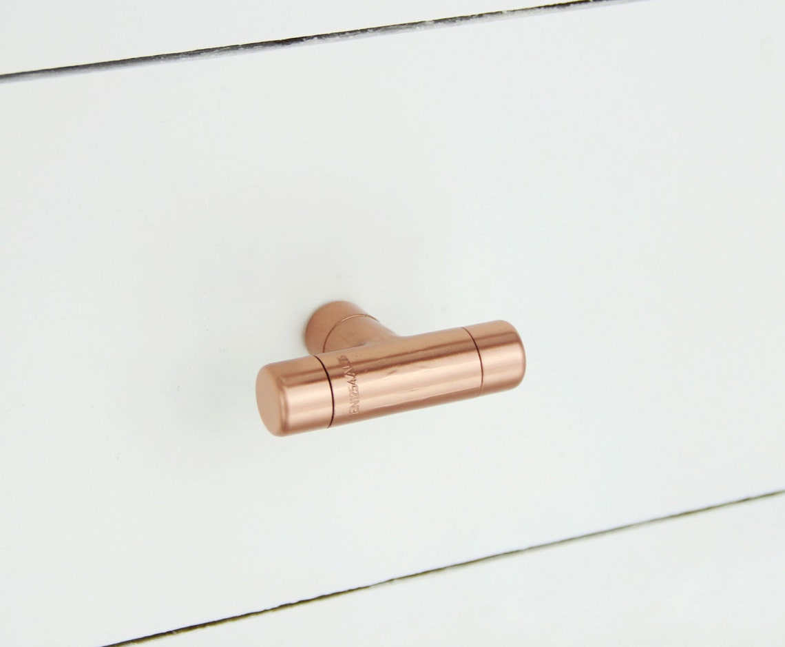 Modern Copper T Knob. Contemporary Drawer Pull Handle Knob. | Etsy