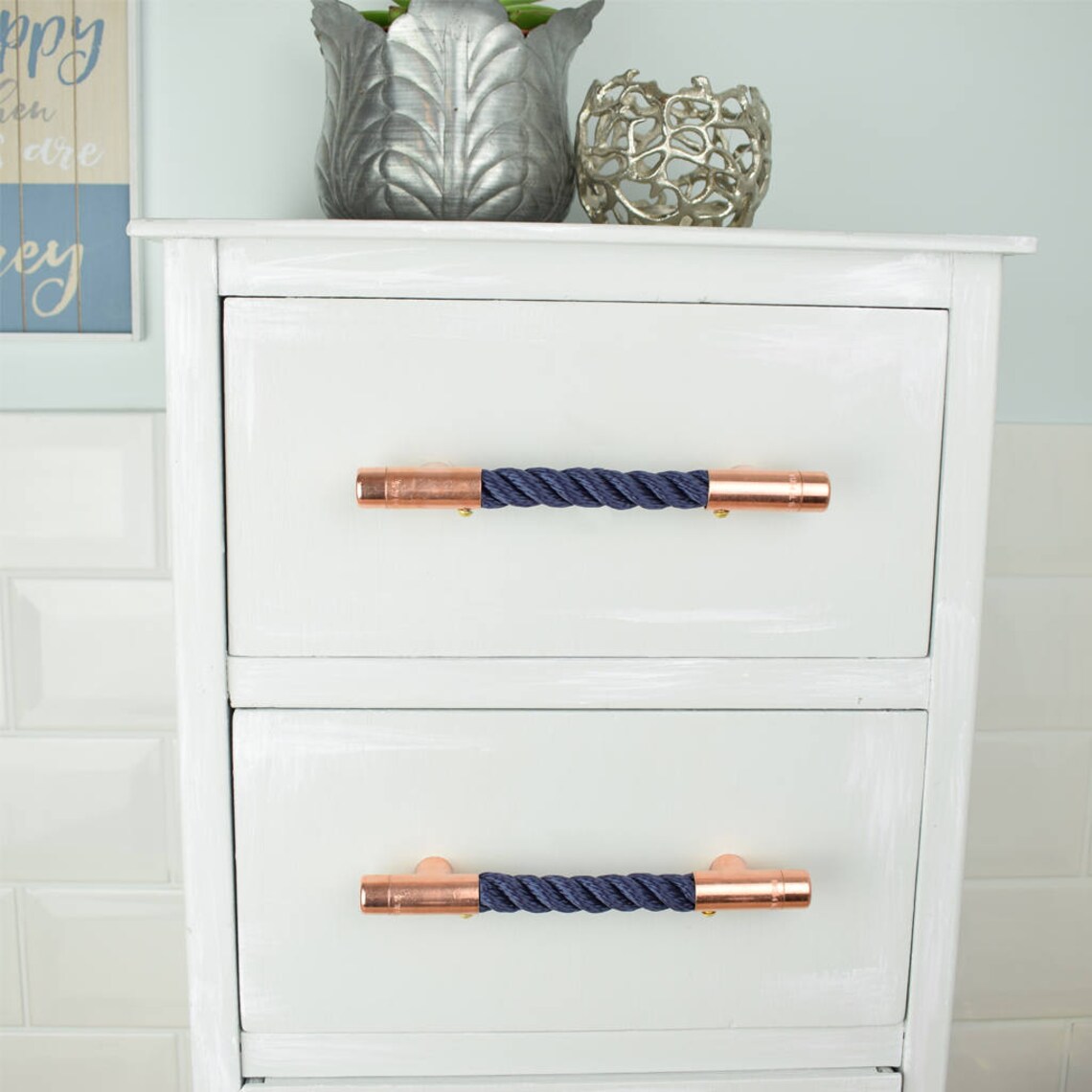 Copper and Rope T Pull Handle. Drawer Pull. Cabinet Hardware. | Etsy