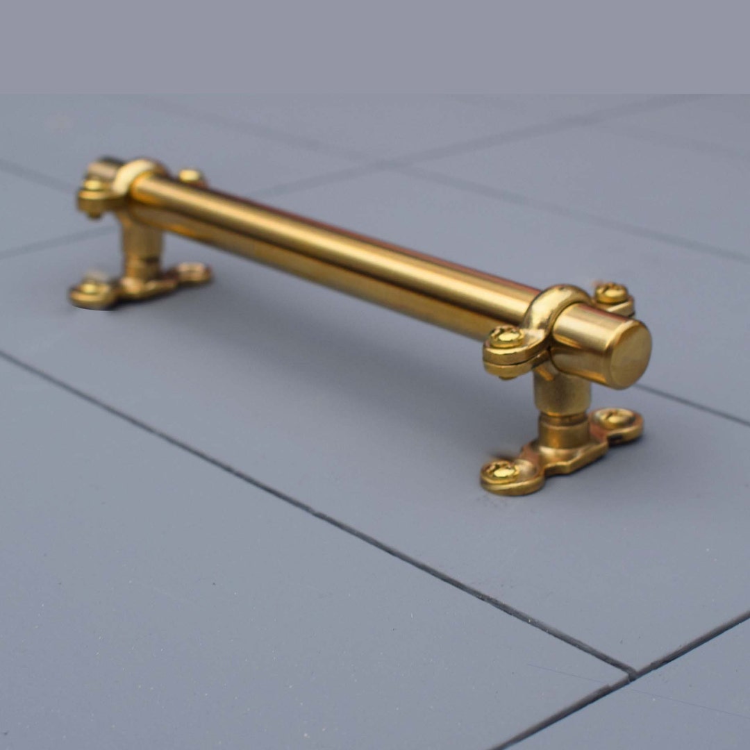 Brass Bracket Pull, Solid Brass Handle, Kitchen Handles, Knobs and ...