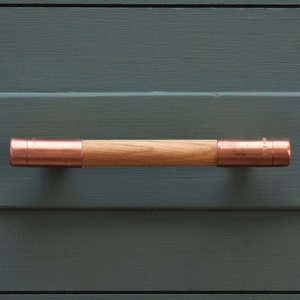 Copper and Wood T Pull Handle - Oak - Etsy