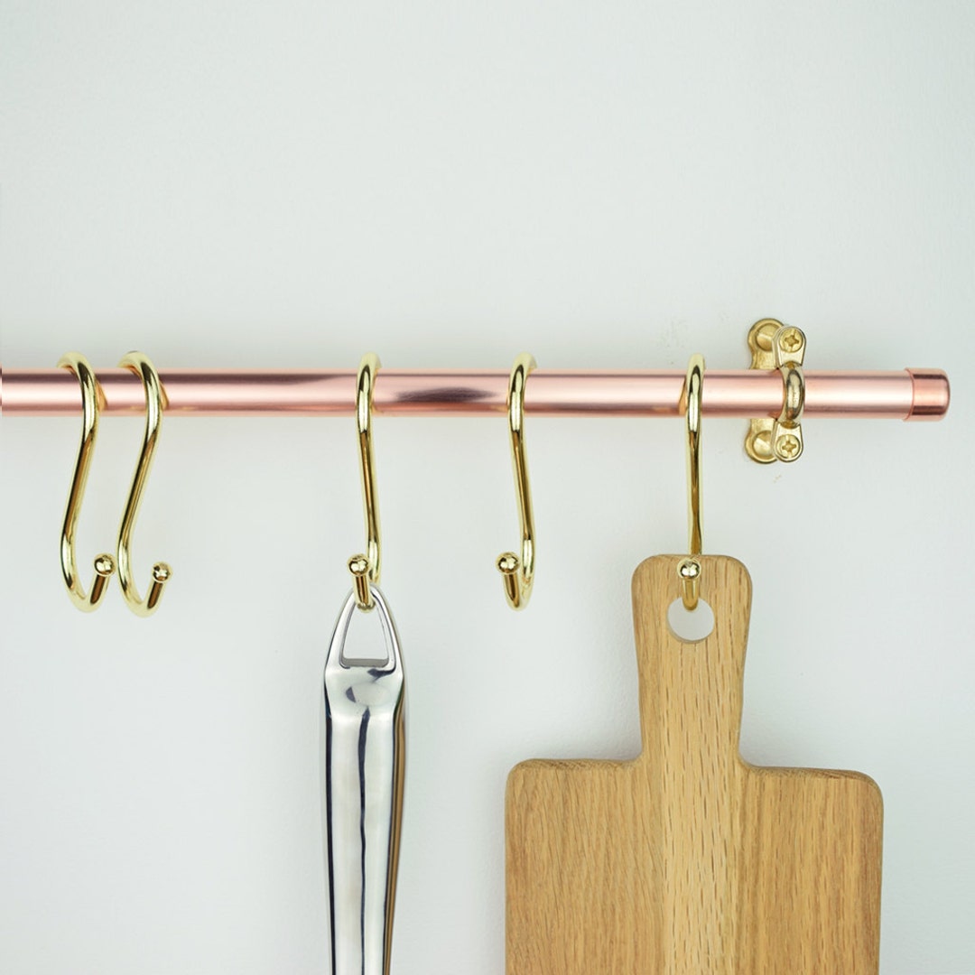 Brass "s" Hooks. Pot Rack Hooks. Brass Hooks. Kitchen Hooks. (set of 5 ...