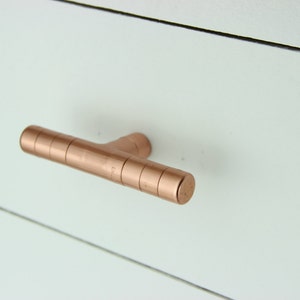 Copper T Pull With Ridging Detail, Drawer Pull, Cabinet Pull, Copper ...