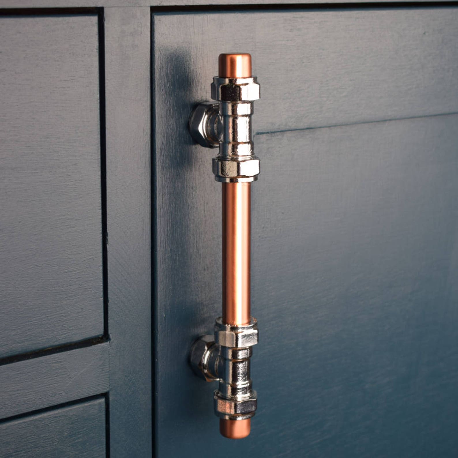 Modern Proper Copper and Chrome T Pull Handle. Drawer Pull. Cabinet ...