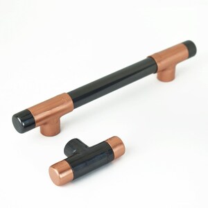 Matt Black Handles - Copper T Pull Drawer Handle With Satin Mix - Etsy