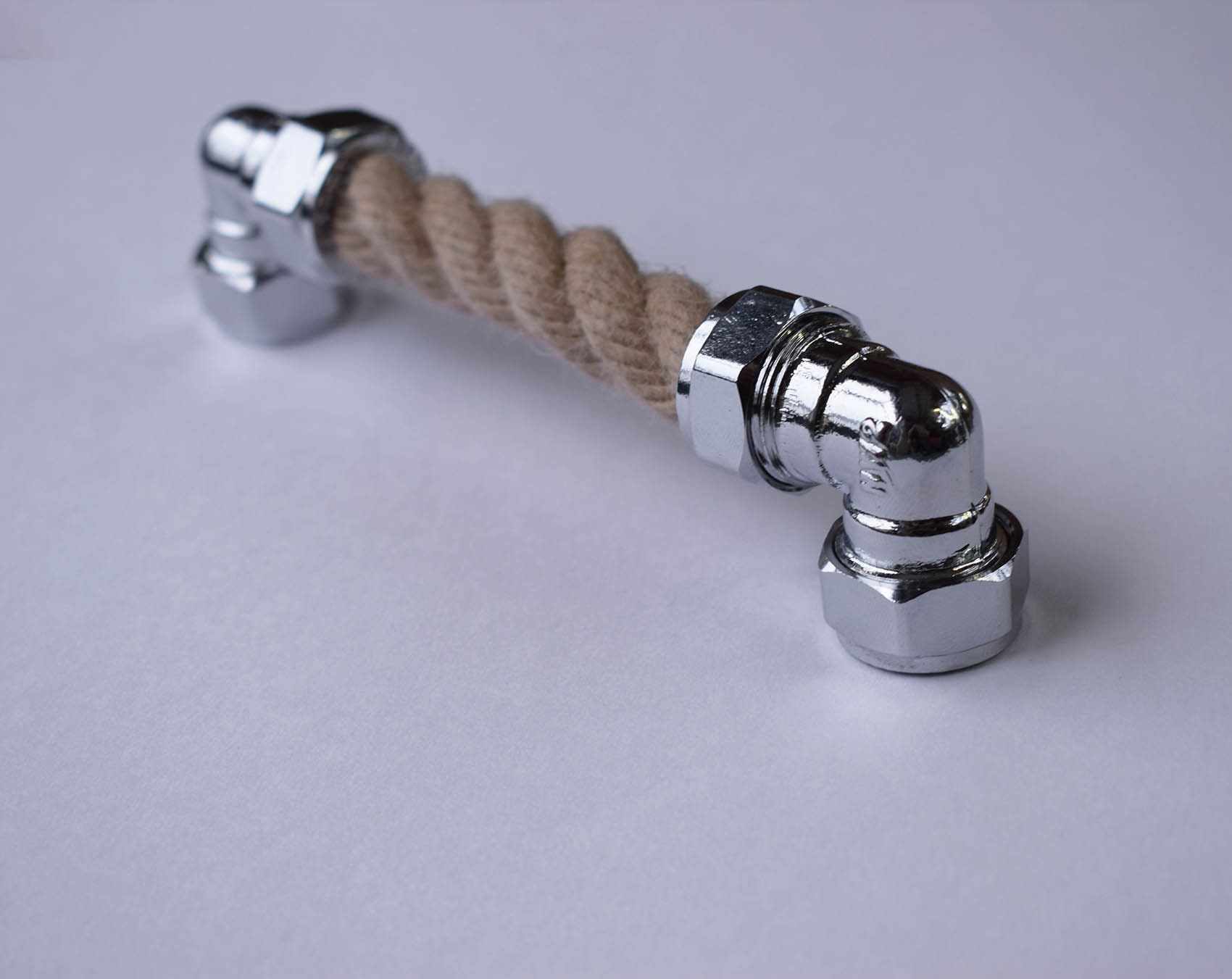 Modern Proper Copper Industrial Chrome and Natural Rope Pull. - Etsy