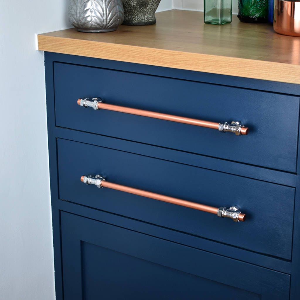 Modern Proper Copper and Chrome T Pull Handle. Drawer Pull. Cabinet ...