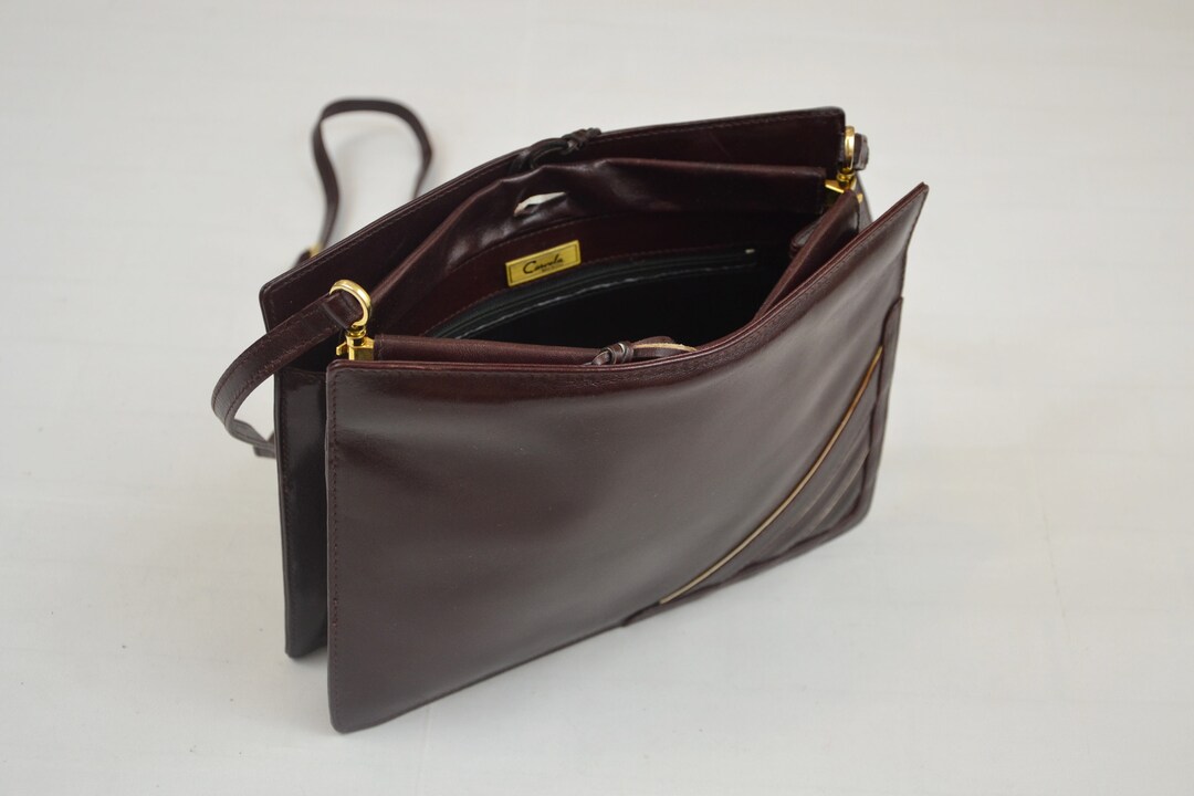 Vintage Carvela Leather Shoulder Bag Maroon Hinged - Etsy