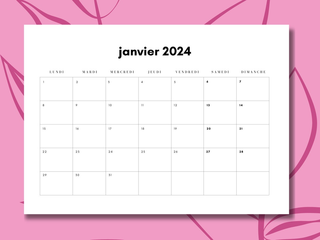 Calendrier mensuel 2024 digital à imprimer en français // 12 mois de ... Calendrier mensuel 2024 digital à imprimer en français // 12 mois de ...